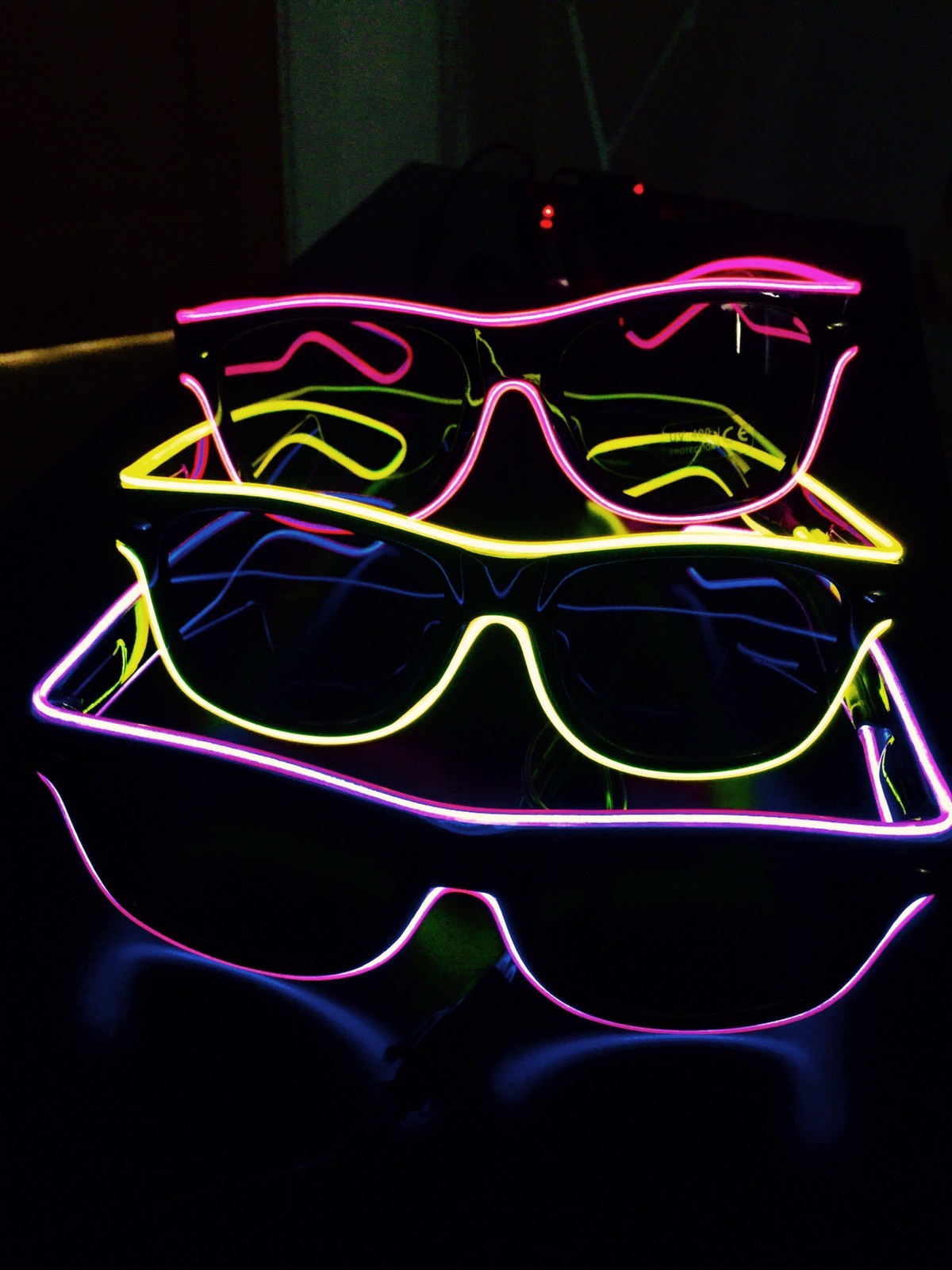 3 x Pairs Of Flashing Neon LED Sunglasses Pink Yellow Purple - EDM ...