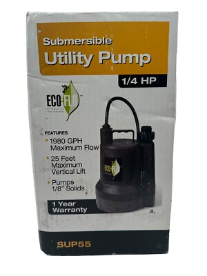 ECO FLO Submersible Utility Pump 1/4 HP 1980 GPH Thermoplastic ...