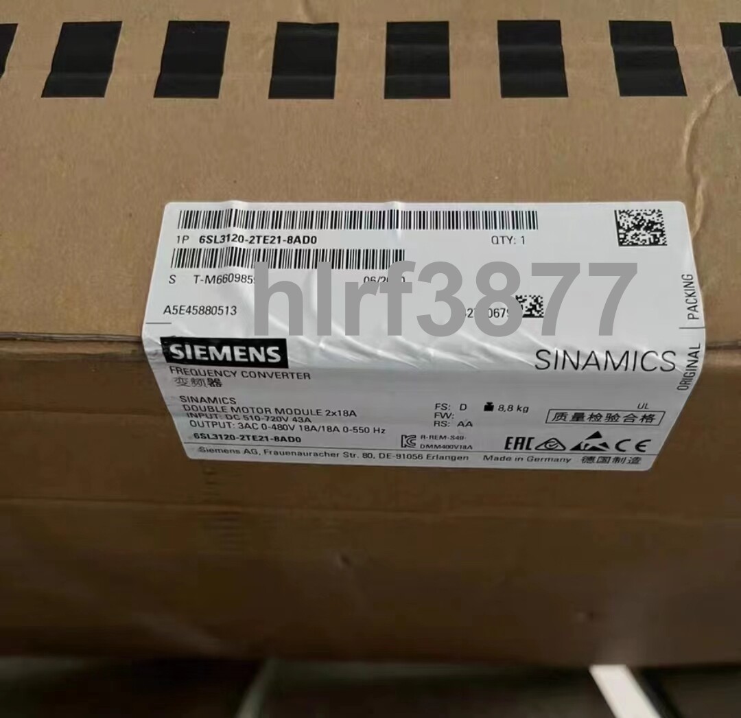 New and unopened Siemens 6SL3120-2TE21-8AD0 dual motor module DHL quick ...