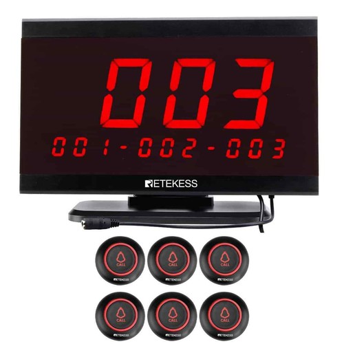 Retekess TD105 Wireless Calling System Host Display 6 Button Waterproof ...