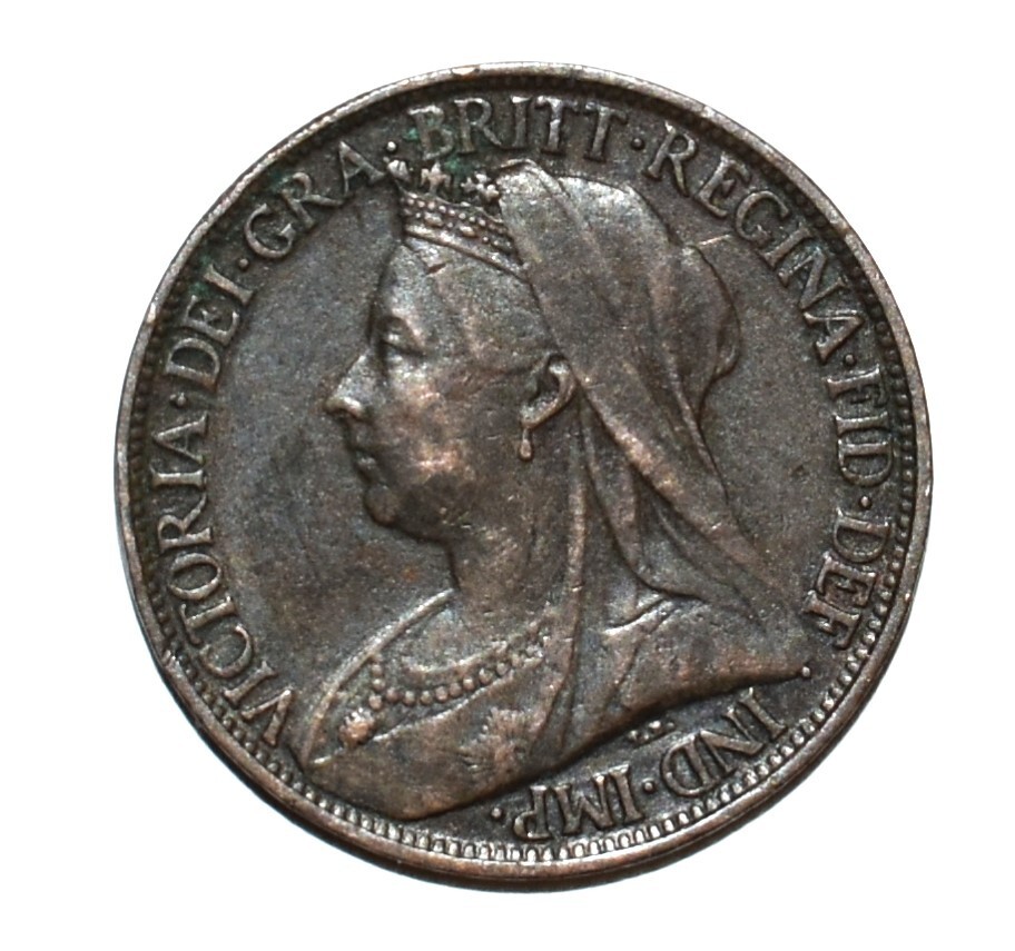 1898 Queen Victoria Brit Farthing Coin EF to AU Filled Intials, Date ...