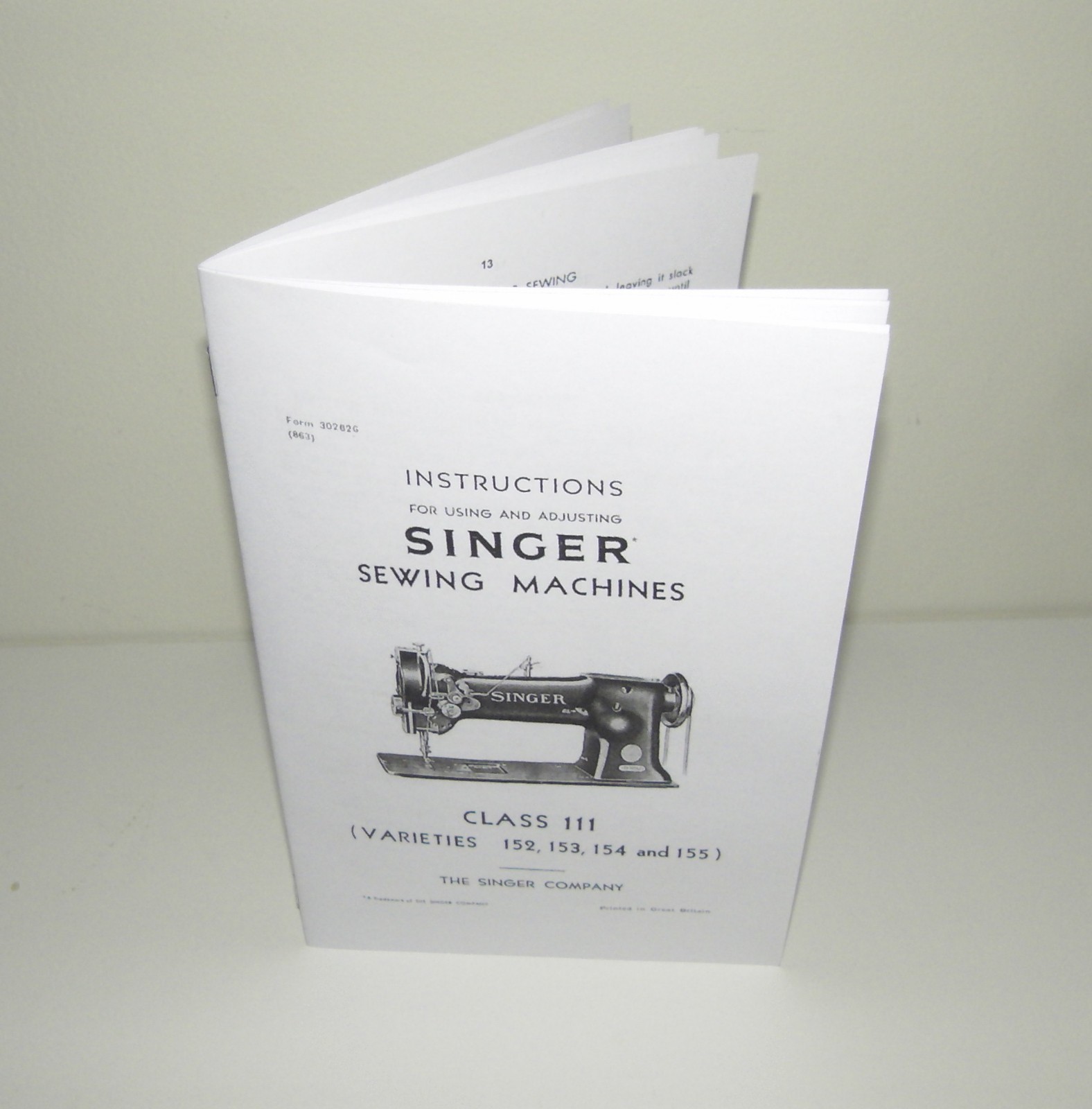 Using & Adjusting Manual, Singer Sewing Machines Class 111 152 153 1 54 ...