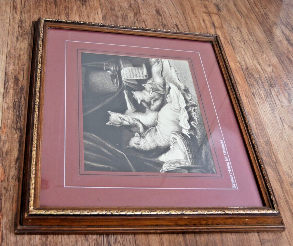 Antique Victorian Etching Illustration Reynard Fox Heinrich Leutemann ...