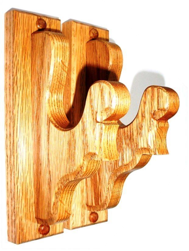 Oak Wooden Fancy Gun Rack Hangers Rifle Double Barrel Shotgun Wall ...