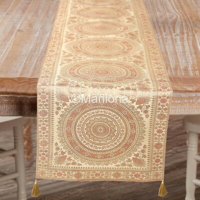 Handmade Silk Brocade Wedding Mandala design Table Runner Home 16x72 ...