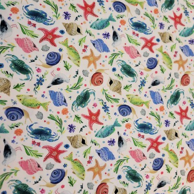 ADORABLE Beach Seaside Meadow COMPANION Print Cotton - for Quilting ...