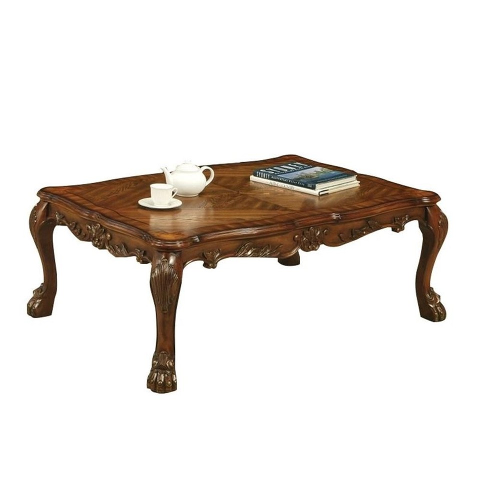 ACME Dresden Rectangular Wooden Coffee Table in Cherry Oak | eBay