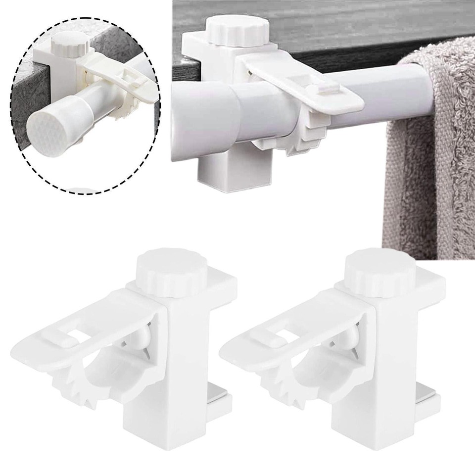 2 Pieces Curtain Rod Brackets Window Rod Support Adjustable Clamp ...