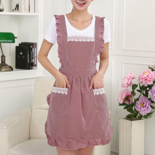 Kitchen Apron Shoulder Strap Design Oil-proof Korean Style Plaid ...