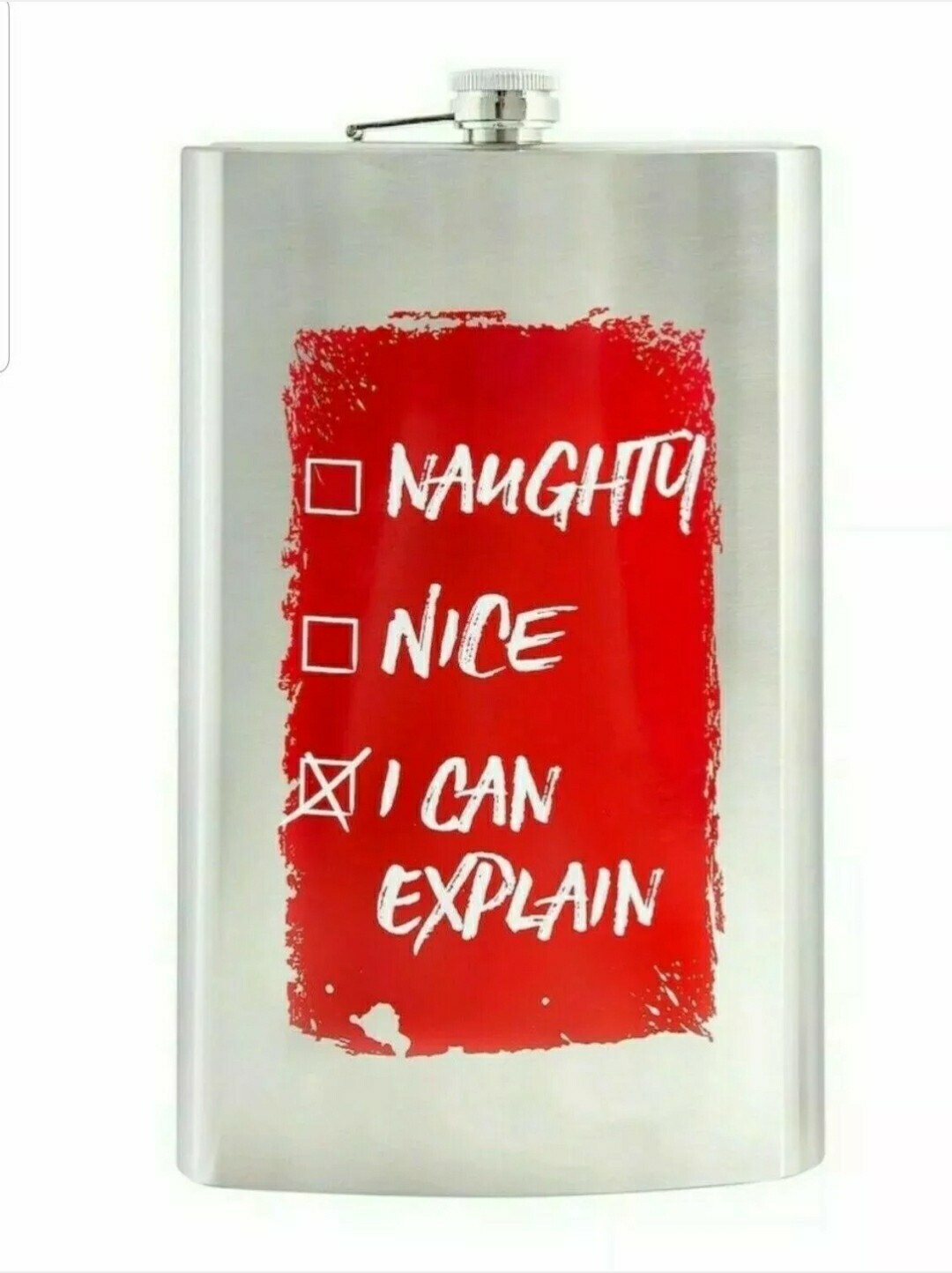 Big Ol' Flask Stainless Steel 64 oz Naughty,Nice, Christmas Gift Prank ...