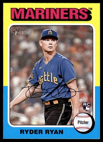 2024 Topps Heritage Baseball Card Ryder Ryan RC Seattle Mariners #326 ...
