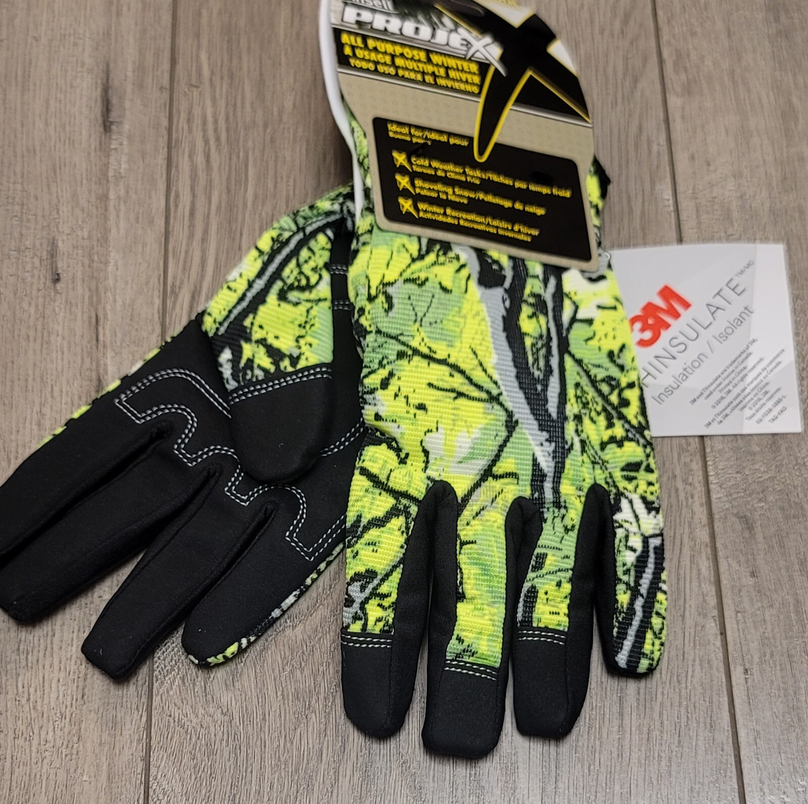 Ansell Projex Insulated Hi-Viz Camo Snow/ Work / Hunting Gloves, Xlarge ...