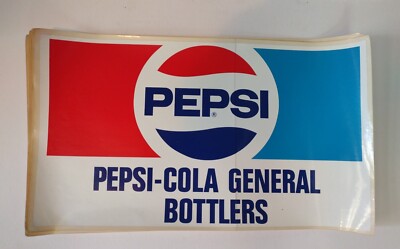 7 Vintage 70’s Pepsi Cola Advertising Decals NOS 20.5x11.5" Cooler ...