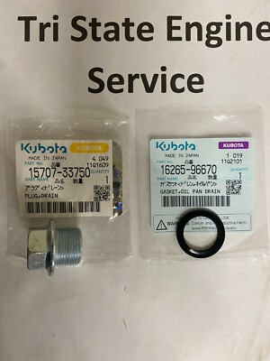 Genuine OEM Kubota Oil Pan Drain Plug 15707-33750 with Gasket | eBay