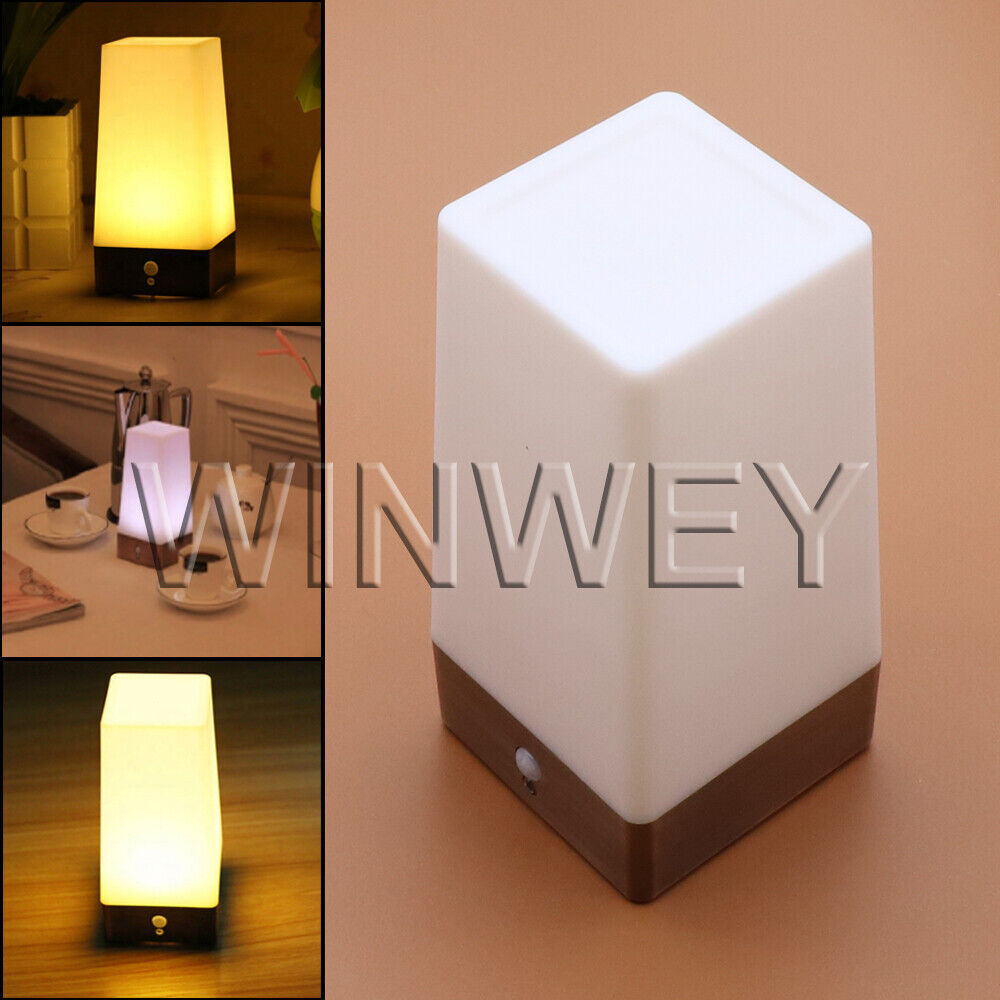 Square PIR Motion Sensor Battery Operated LED Night Light Room Table ...