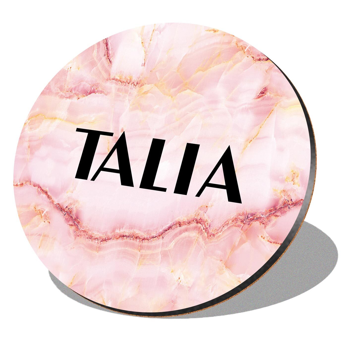 1 x Round Coaster - Name Talia Marble Stone Texture Lettering #277451 ...