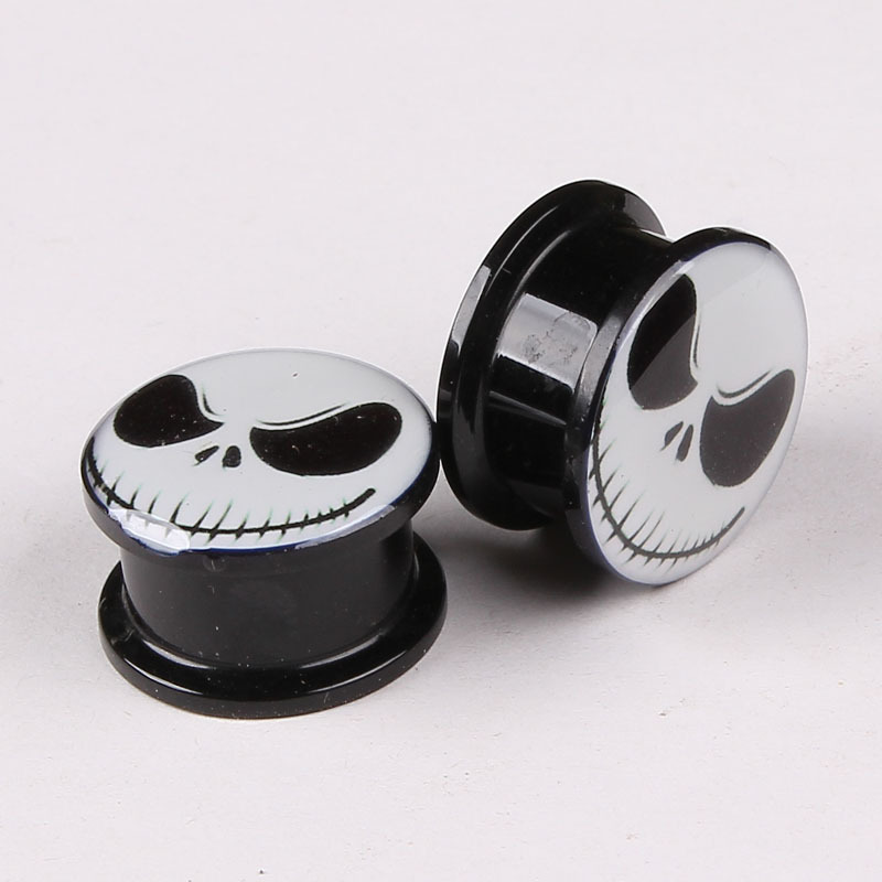 PAIR- CREEPY SMILEY FACE EAR GAUGES EAR PLUGS FLESH TUNNELS - CHOOSE ...