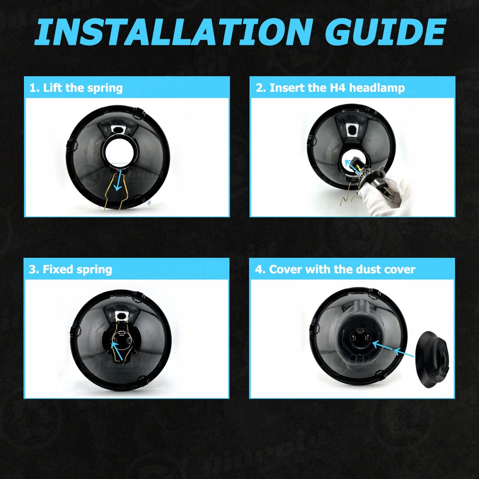 Pair Round 7inch GLASS Headlight Vintage ORIGINAL CLASSIC LOOK ...