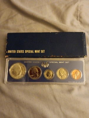 1966 US Special Mint Set SMS 5 Coins with 40% Silver Kennedy Half ...