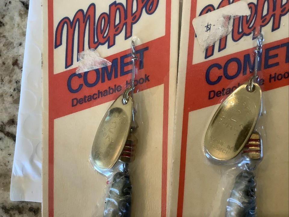lot of 4 Vintage Mepps Comet Minnow Spinner # 2 Gold Brand New Old ...