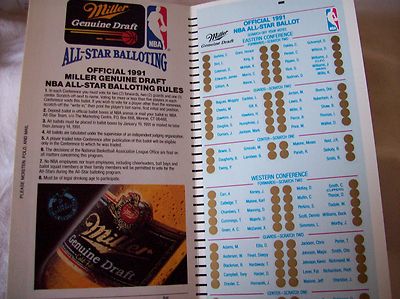1991 Miller Genuine Draft NBA All-Star Game Official Ballot - Unmarked ...