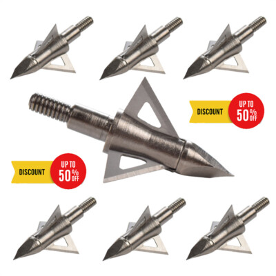 Archery Arrow Broadheads 100/125 Grain Arrow Tips Bow Hunting Crossbow ...