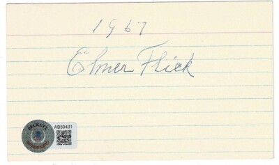 Elmer Flick Signed Autographed 3x5 Cut BAS Authentic Auto 1967 Phillies ...