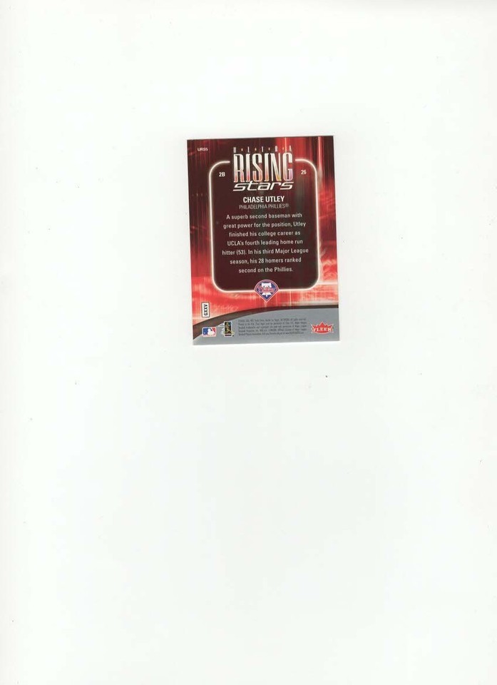 2006 Fleer Ultra Chase Utley #URS5 subset Ultra Rising Stars Phillies ...