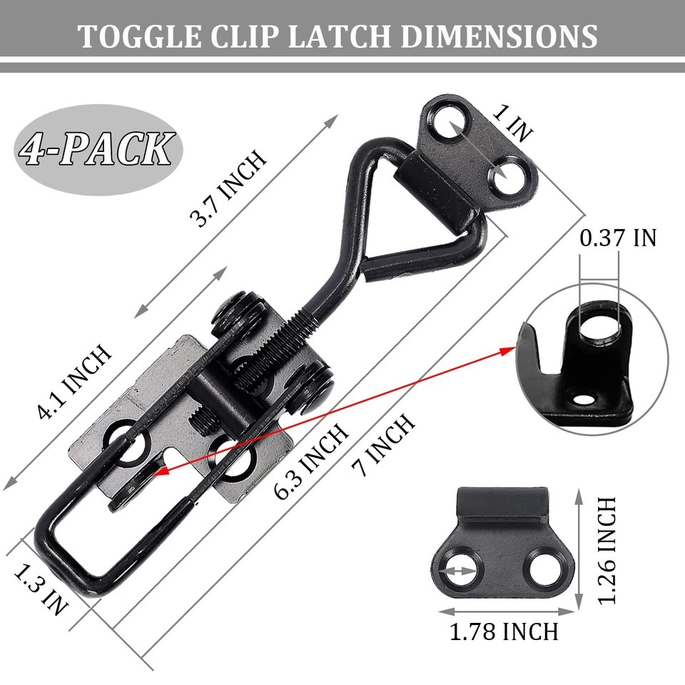 4 Pack Toggle Latch Clamp 4003 Style 1320lbs Capacity, Black Adjustable ...