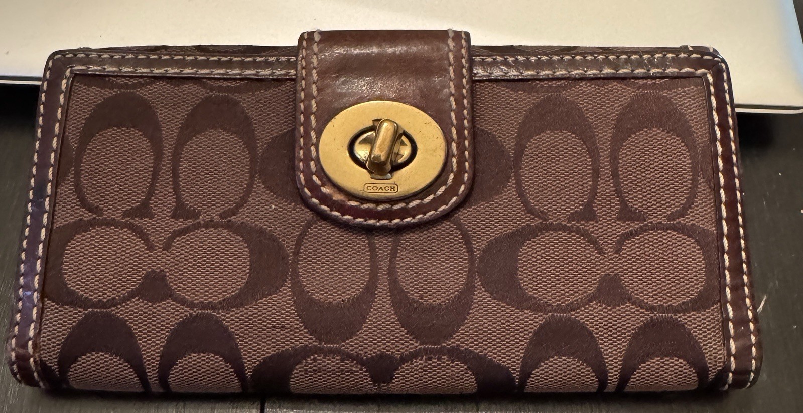 Vintage Coach Signature Canvas Long Wallet With Turn Lock Closure | eBay