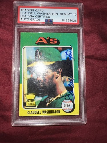 1975 topps Baseball #647 PSA 10 Gem Mint autographed Claudell ...