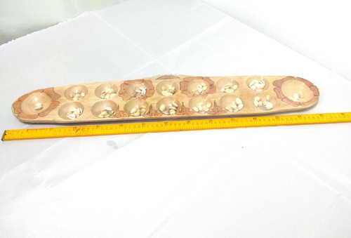 Sungka Game Board with Free 100 pieces Cowrie Shells, Large Size Wooden ...