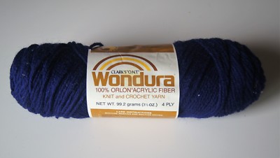 Wondura 100% Orlon Acrylic Fiber Vintage Yarn NAVY Blue 3/.5 ounce ...