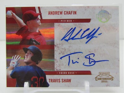 TRAVIS SHAW/ANDREW CHAFIN 2011 PLAYOFF CONTENDERS DUAL AUTOGRAPHS! #50/ ...
