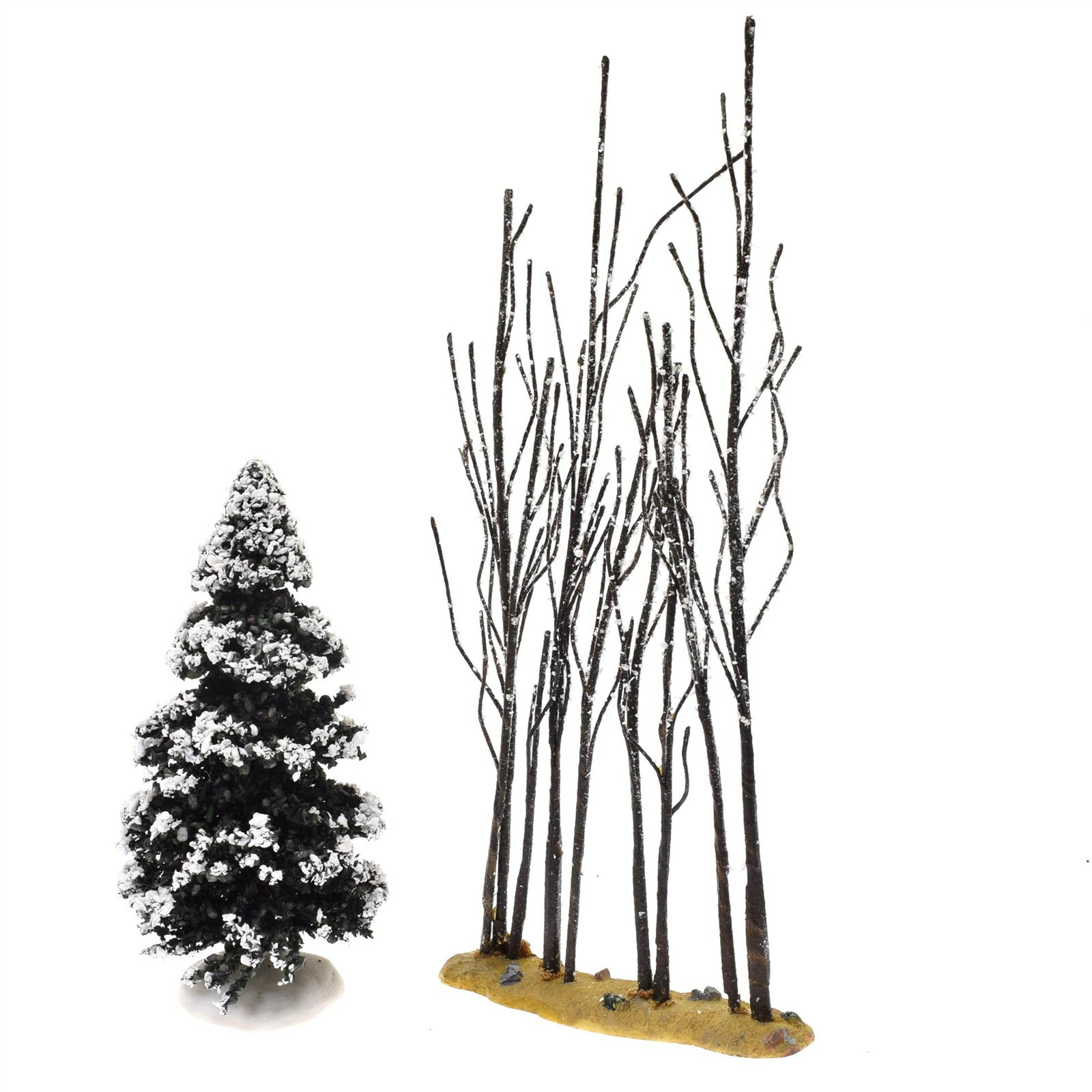 Lemax Stand of Sycamore Trees & Green Flocked Evergreen Tree 6.25" | eBay