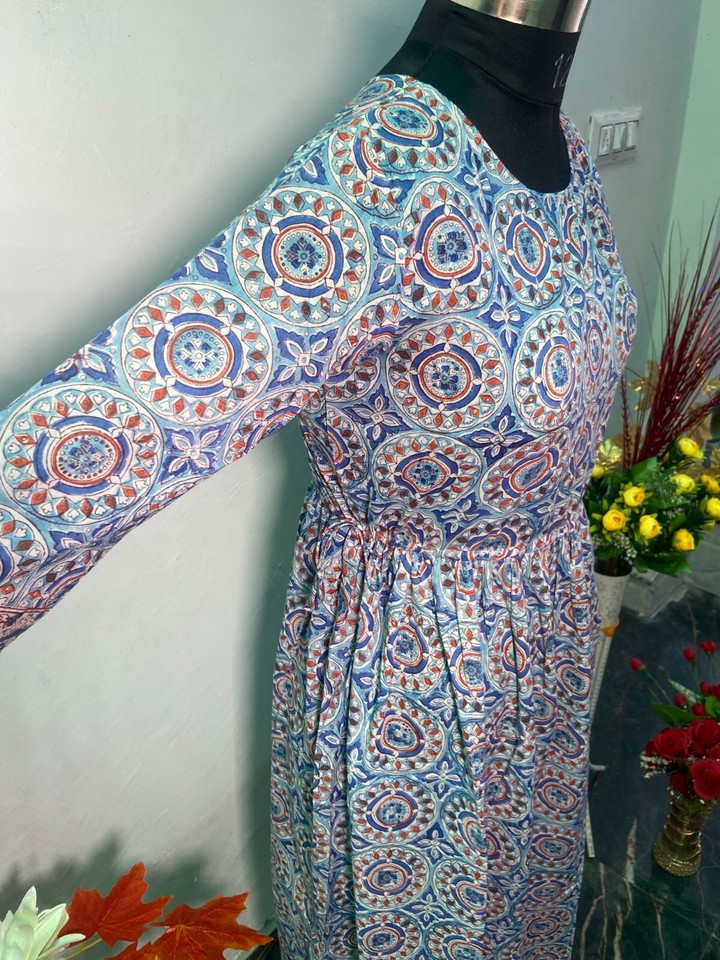 Woman Block Print Long Frok Dress AAA Quality Fabric New Design Girls ...