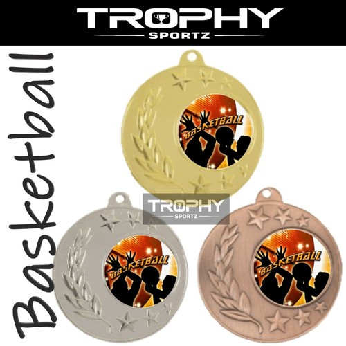 1 x BASKETBALL 50mm HOOP NBA NBL 3x3 medal trophy FREE Engraving Ribbon ...