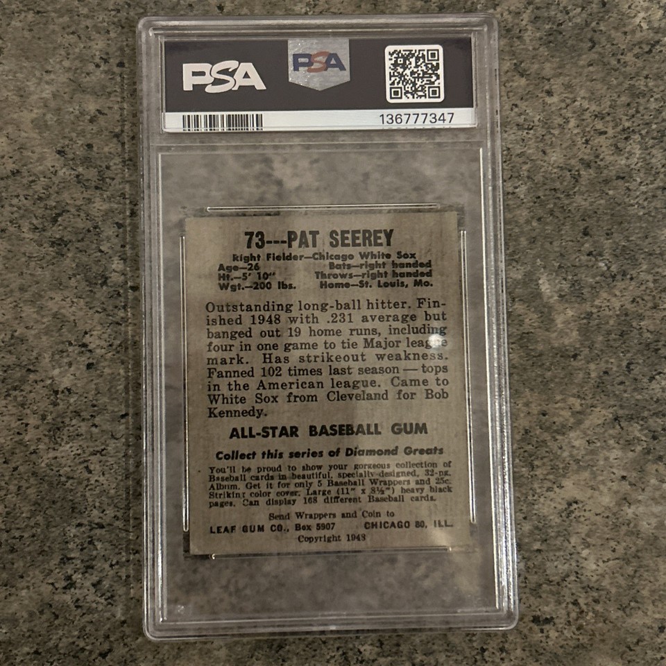 Pat Seerey, Rookie, 1948 Leaf #73 - PSA 4 VG-EX | eBay