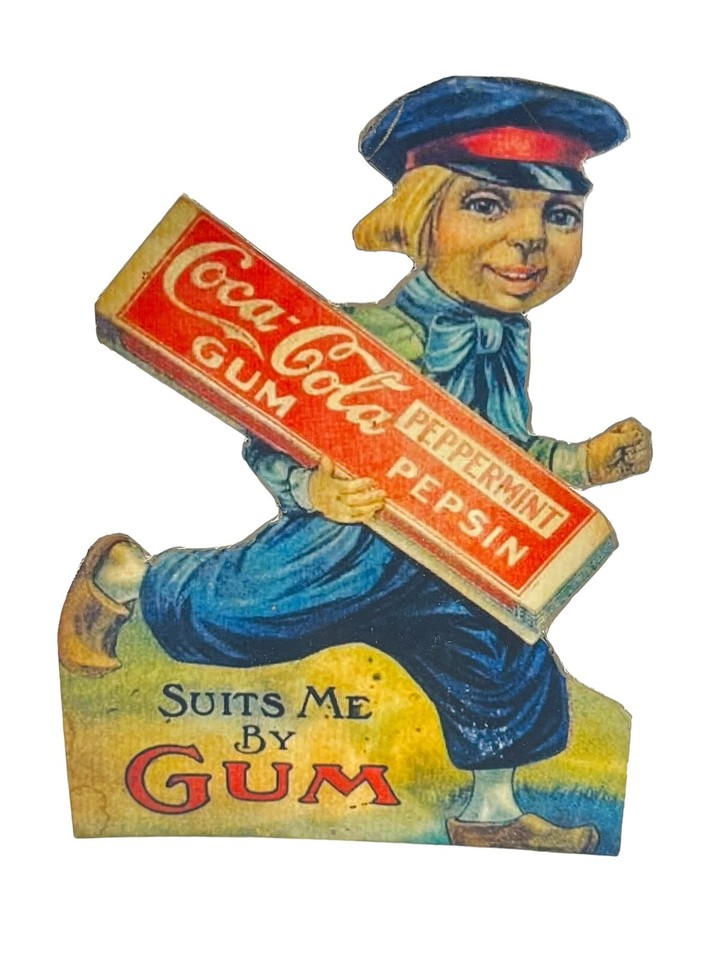 2 COCA COLA GUM DUTCH BOY AND GIRL CARDBOARD STANDUP ADVERTISING RARE ...