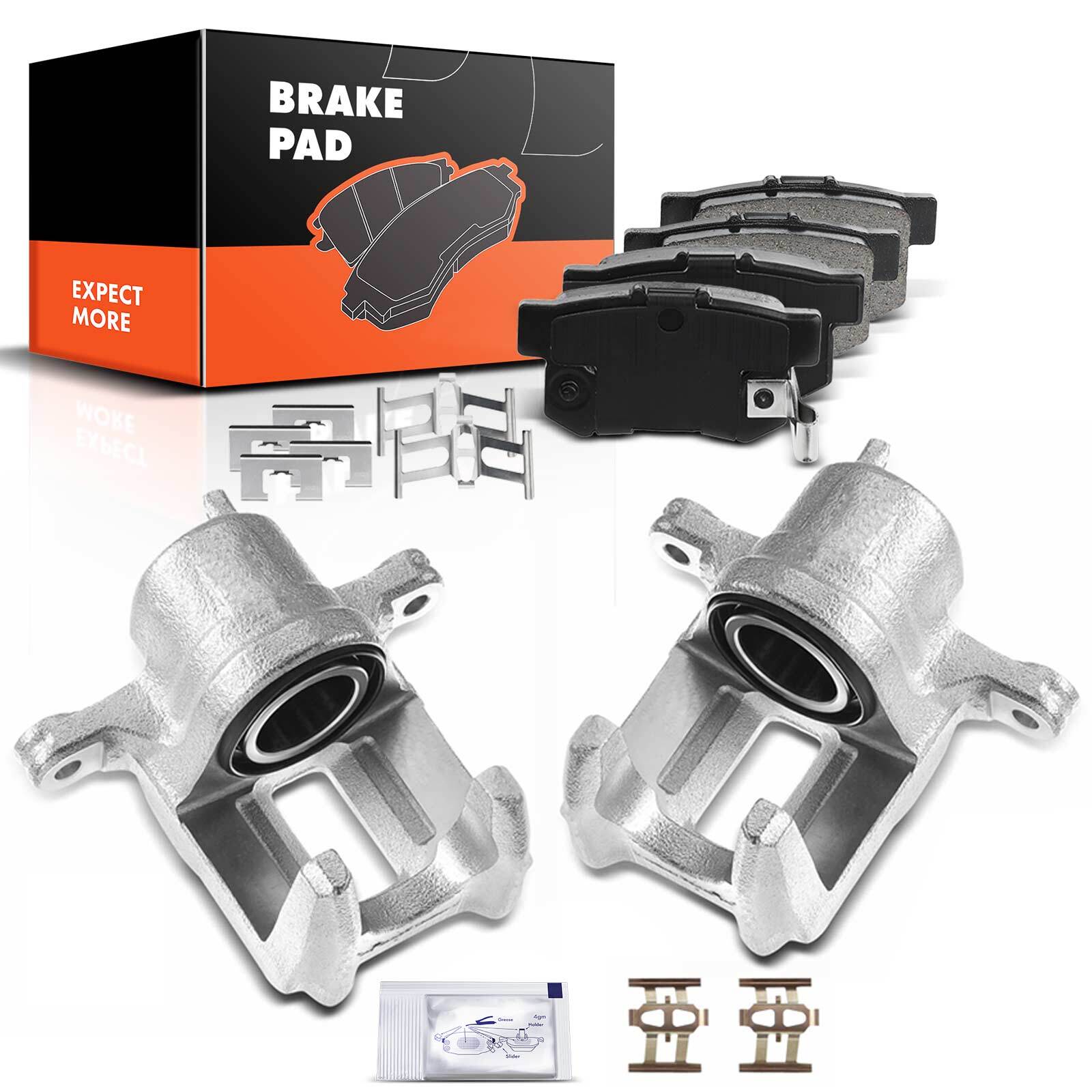 6pcs Rear Brake Calipers + Ceramic Brake Pads for Acura Legend Honda CR ...