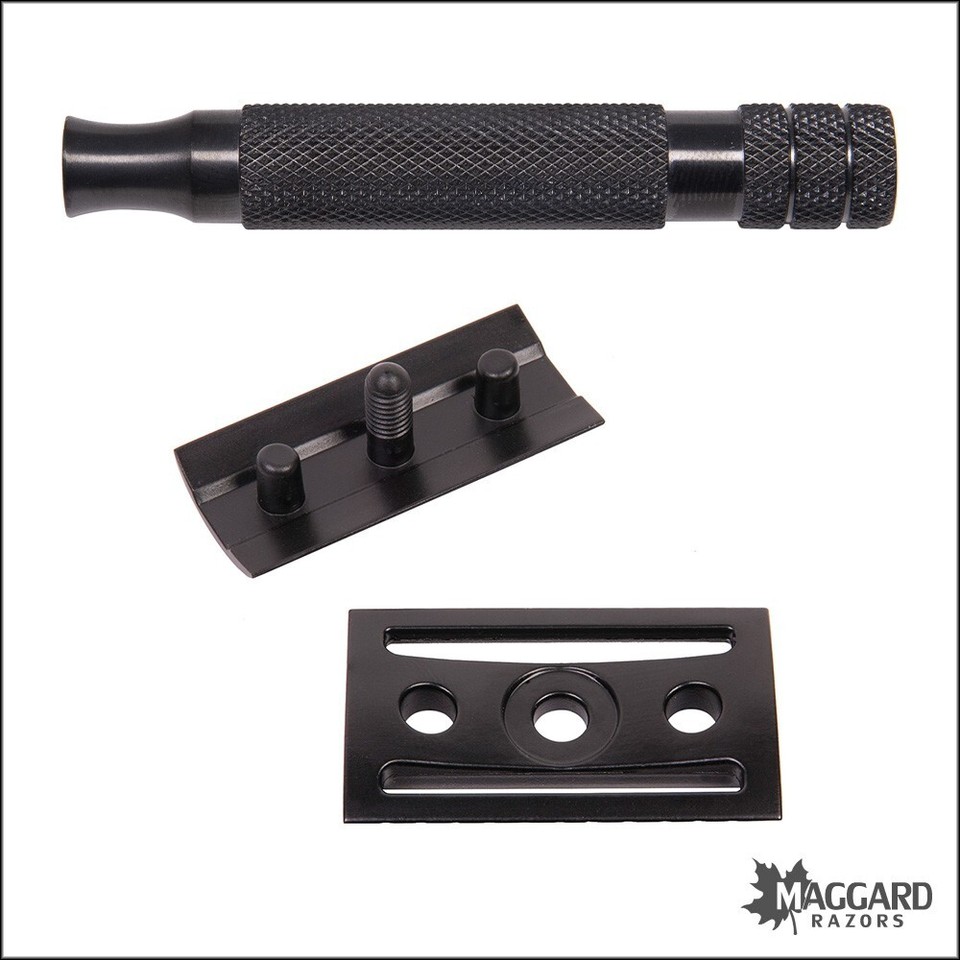 Maggard Razors MR11 Black Stainless Handle - DE Safety Razor with Black ...