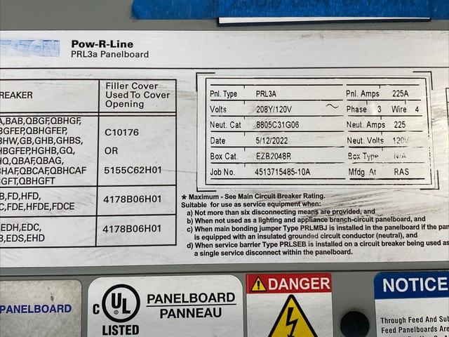 Eaton PRL3A Pow-R-Line 3a Panelboard for sale online | eBay