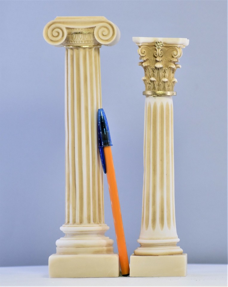 Set 2 Greek Columns Ionic & Corinthian style Pillar Pedestal Decor ...