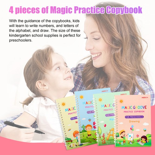 16Pcs Magic Reusable Practice Copybook Set English Number Calligraphy ...
