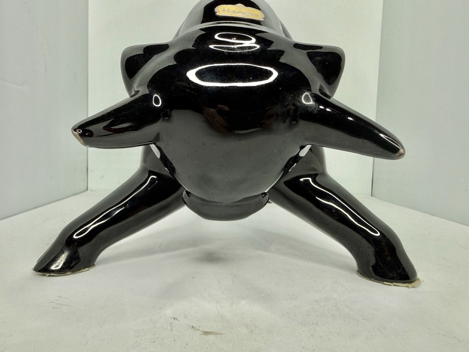 Vintage MCM Royal Haeger Black Glazed Charging Bull Sculpture Ceramic ...