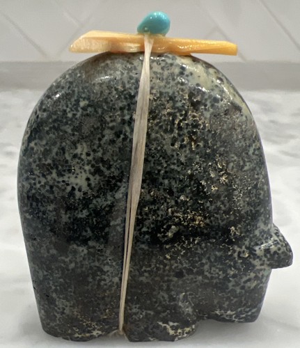 Native Zuni Fetish Carved Medicine Bear With Turquoise Offering - Al ...