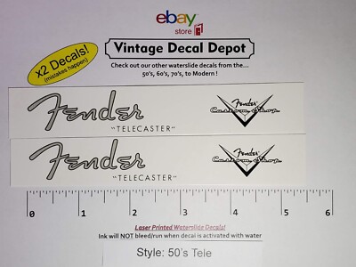 Fender Tele 50's Headstock Waterslide Decals Custom Shop Two LASER ...