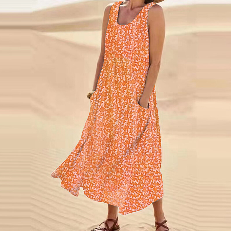 Ladies Summer Beach Sundress Sleeveless Long Maxi Dress Women Party