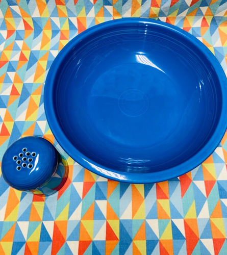 FIESTA NEW Lapis Blue SET large 12" Pasta serving BOWL Cheese shaker ...