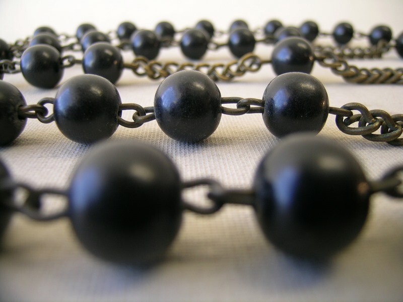 Antique Nuns rosary from convent with wooden beads and copper cross (1 ...